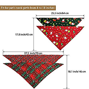 4 Pieces Christmas Dog Bandanas Pet Triangle Scarf Plaid Santa Pattern Pet Kerchief Snowflake Accessories Bibs for Dog Cat Pet