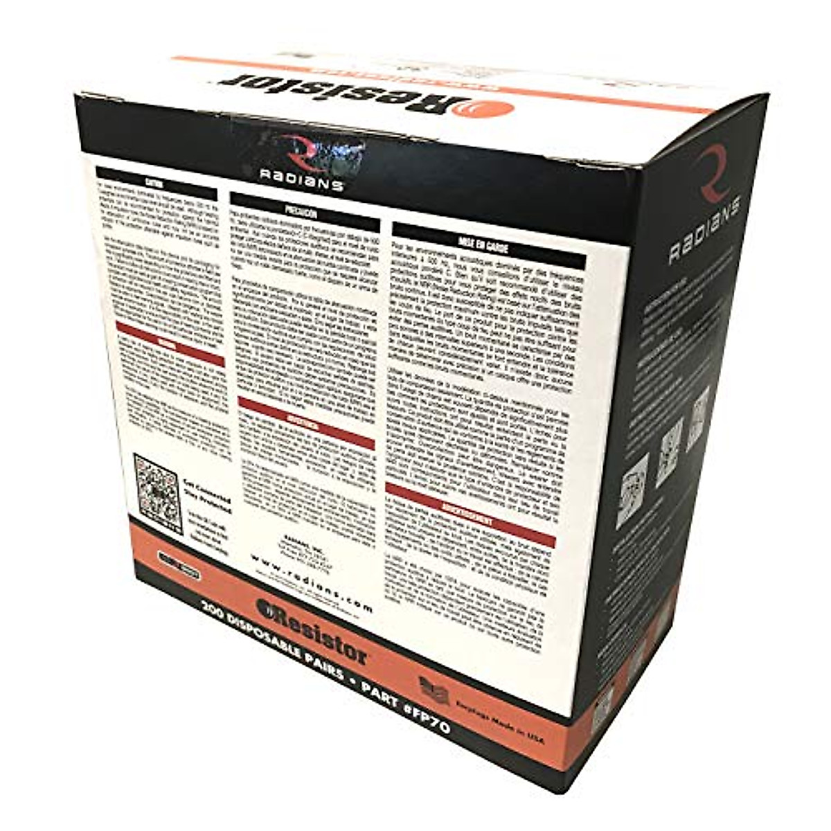 Radians Foam Earplugs, 200 Pairs, NRR 32