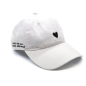 Atticus Poetry Hat, Embroidered Brushed Cotton Women’s Baseball Hat Unisex Fit, Adjustable One Size (Heart White)