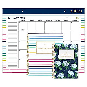 AT-A-GLANCE 2023 Weekly & Monthly Planner, Simplified by Emily Ley, 5-1/2" x 8-1/2", Small, Customizable, Monthly Tabs, Pocket, Carolina Dogwood (EL91-201)