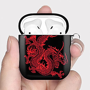 Case Cover for AirPods 1 & 2 Red Dragon Full Body Protection Case Earphone Earset Case Hard PC Cover