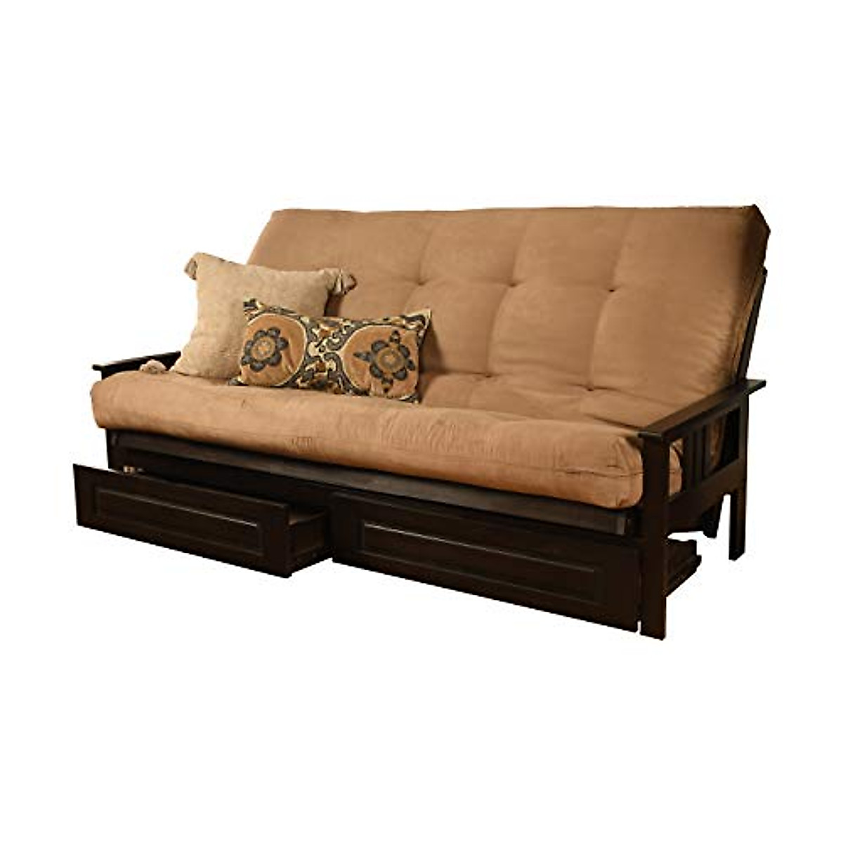 Kodiak Furniture Monterey Frame with Suede Fabric Mattress in Tan/Espresso