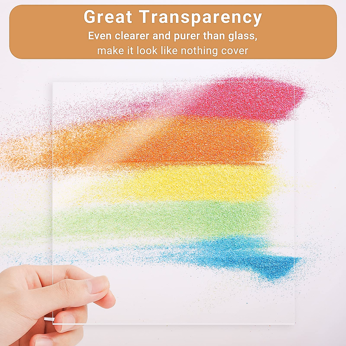 Enoin 2pcs 8 x 8 Inch Clear Acrylic/Plexiglass Sheet 0.118" 1/8 Inch Thick, Plastic Sheet Transparent Board Panel for Glass, DIY Project, Picture Frame,Paintings, Art Craft