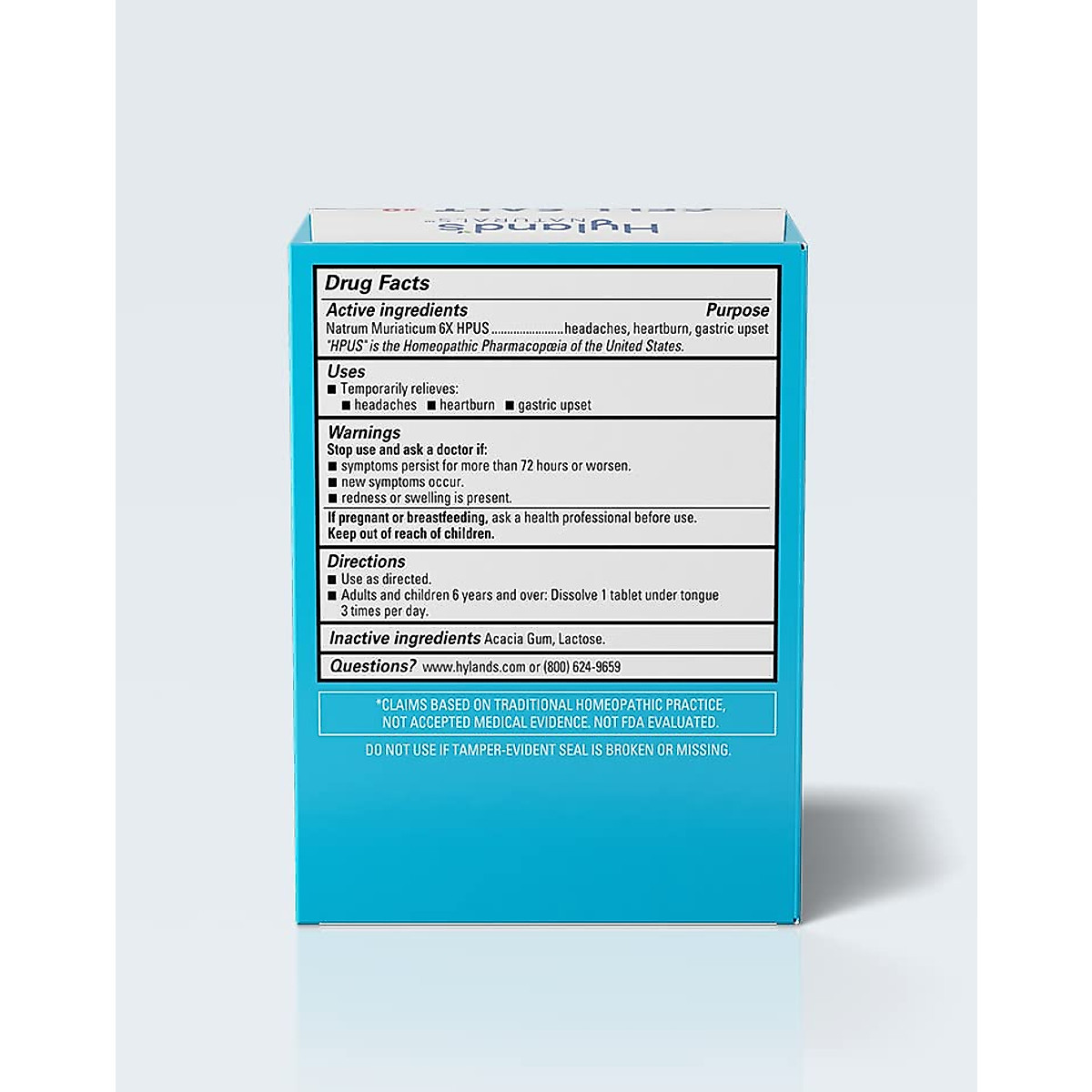 Hyland's Relief of Headache, Constipation, Heartburn, & Bloating, Natural Remedy for Water Retention, Indigestion, Colds, Gastric Upset, Naturals #9 Natrum Muriaticum 6X, 100 Tablets