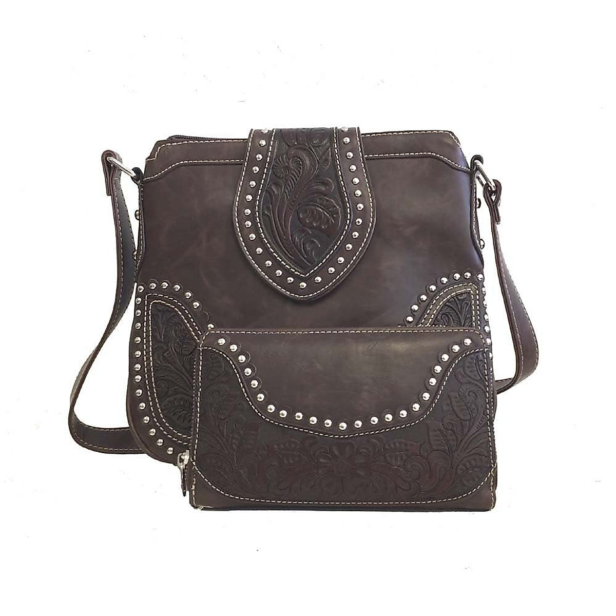 Montana West Ladies Concealed Gim Carrying Messenger Purse Wallet Set Coffee