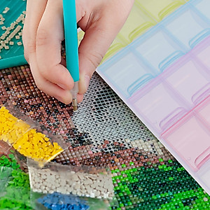 COHEALI Box 35 Cosmetic Sequin Bead Jars Clear Case Refillable Display with Plastic up Lids Art Pills Compartments DIY Grids Containers Supplies Container Bottles Diamonds Tool