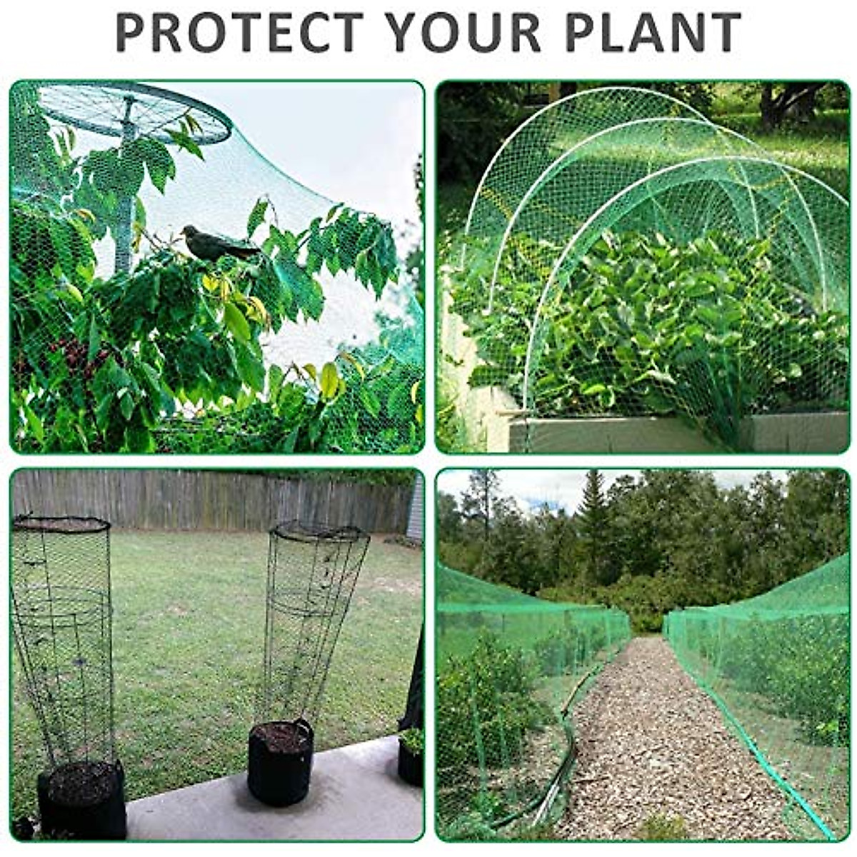 Bird Netting for Garden Protect Vegetable Plants and Fruit Trees, Garden Net Doesn't Tangle and Reusable Fencing Protect Fruit Vegetables from Birds,Deer,Squirrels and Other Animals
