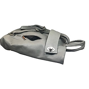 LaGaksta Stella Convertible Leather Backpack Purse – Casual Travel Tote Bag Purse Grey