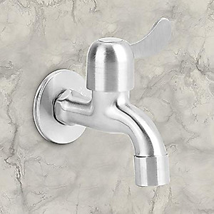 Washing Machine Faucet, 304 Stainless Steel Single Lever Kitchen Faucet Wall Mount Laundry Faucet Tap Sink Basin Water Tap for Home Kitchen Garden Bathroom Toilet Laundry Washing Machine, Silver