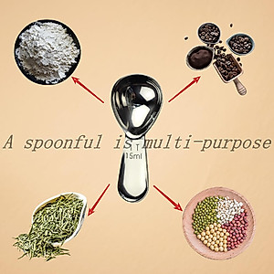 CoaGu Coffee Scoop 18/8 Stainless Steel Tablespoon (1pc 15ml with Magnet Measurement Metric Conversion Chart)