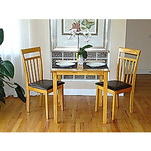 Set of 4 Dining Kitchen Side Chairs Warm Solid Wooden in Maple Finish Padded Seat