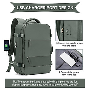 coowoz Large Travel Backpack For Women Men,Carry On Backpack,Hiking Backpack Waterproof Outdoor Sports Rucksack Casual Daypack Travel Essentials（Olive Green Minimalist）