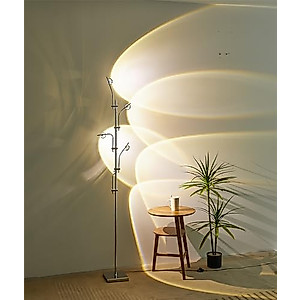 Kardleen Sunset Floor lamp 68in Modern Floor lamp for Living Room，LED Five Head Halo Projector Adjustable Chrome Floor Lamp， Mood Light Ambient Decor Lighting for Bedroom Corner Standing lamp