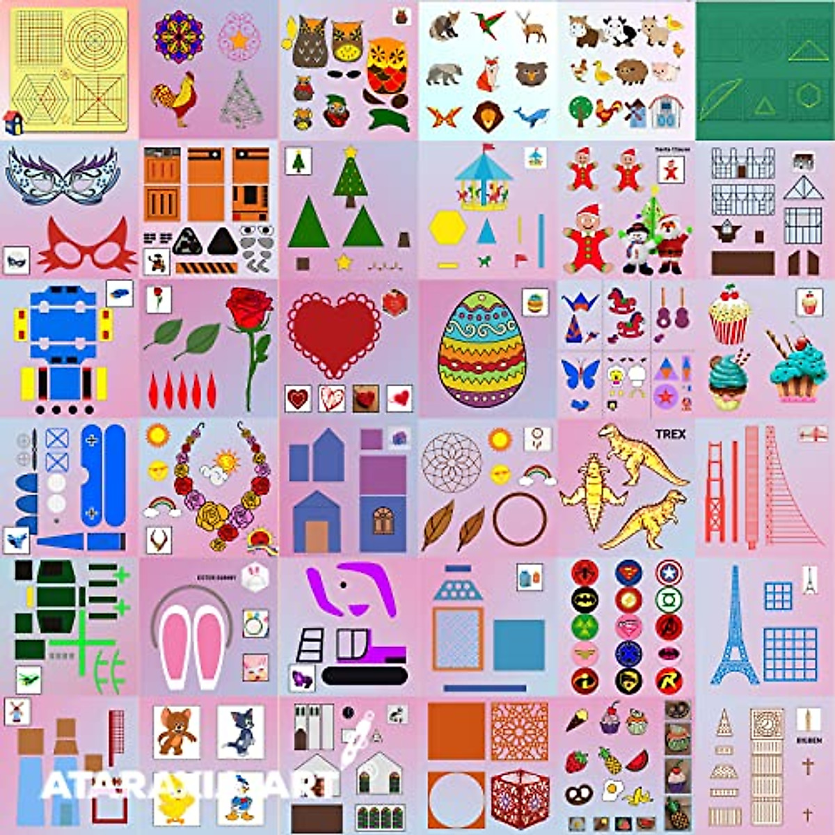 ATARAXIA ART 3D Pen PLA Filament Refill, 24 Colors, Each Color 10m/33 ft, Total 782 feet, 3DPen Filament with Stencils Book, Reusable Colorful 40 Pattern Printing Paper, Clear Pad & 2 Finger Caps