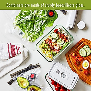 ZWILLING Fresh & Save 7-pc Vacuum Sealer Machine Starter Set, Sous Vide Bags, Meal prep, Airtight Food Storage Containers, Glass