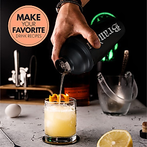 Custom Bartender Kit, Engraved Cocktail Shaker Set, Personalized w/Name, 18 Oz Black Stainless Steel Martini Shaker w/Strainer, Jigger & Spiral Cocktail Spoon, Gifts for Men
