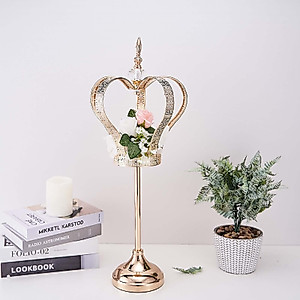 Efavormart 25" Crown Candle Holder Stand, Gold Metal Votive Holders for Weddings, Birthday, Party, Home, Garden, Table Centerpieces Decorations, Anniversary Celebrations