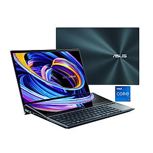 ASUS 2023 Newest ZenBook Pro Duo 15 Laptop, 15.6” OLED 4K Touchscreen, Intel Core i7-12700H (14 core), NVIDIA GeForce RTX 3060, 16GB RAM, 1TB SSD, ScreenPad Plus, Windows 11 Home, Celestial Blue