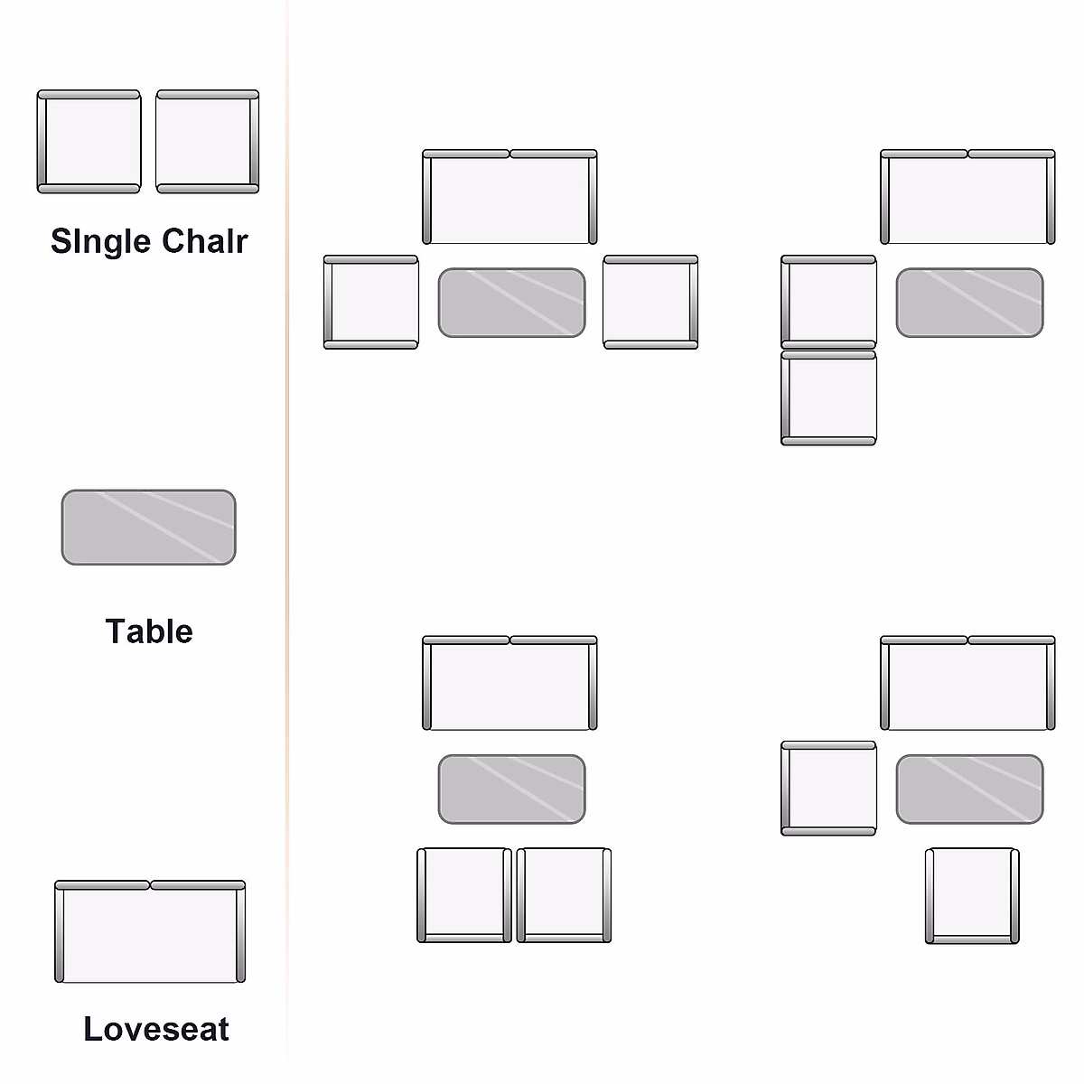 Saemoza 4 Pieces Outdoor Patio Furniture Set, Outdoor Wicker Rattan Patio Furniture with Tempered Glass Tabletop Clearance