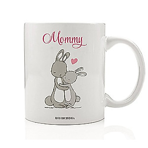 Digibuddha Cute Bunny Mommy Coffee Mug Baby Shower Idea Adorable Rabbit Mom & Child Mother's Day Pregnancy Mother Son Daughter Newborn Baby Christmas 11oz Ceramic Tea Cup DM0231_2