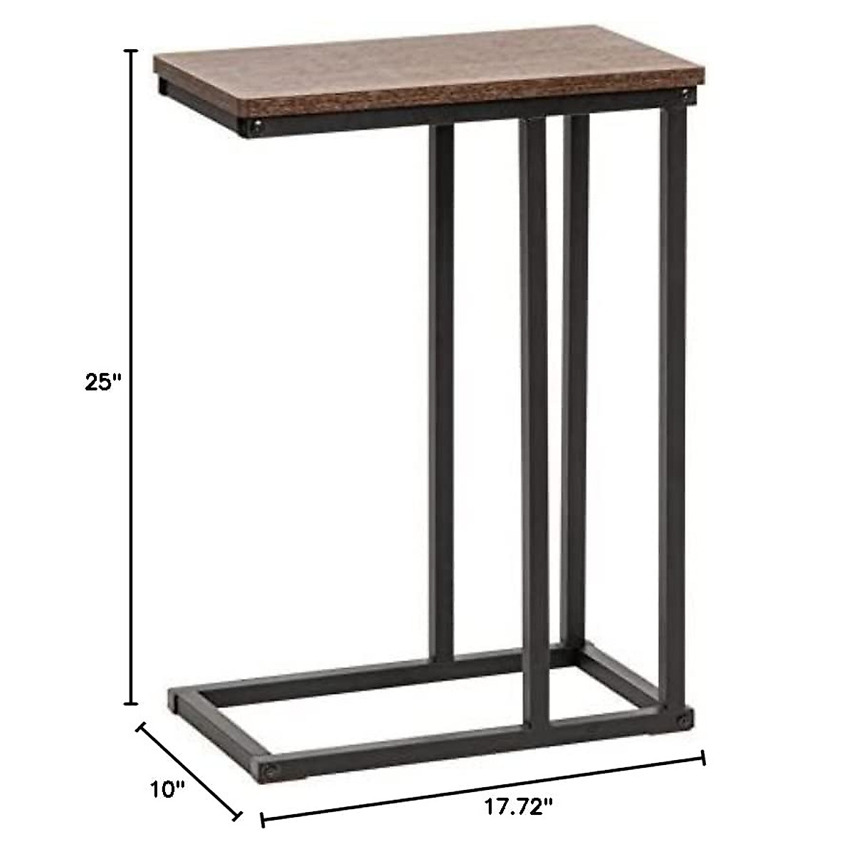 IRIS USA SDT Metal Side, Wood Accent Sofa End Table Computer Desk Coffee Snack, Night Stand, C-Shape Basic