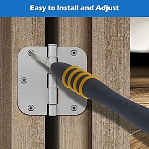 3 Pack Brushed Nickel Door Hinges,3.5 Inch Rounded 5/8" Radius Door Hinges Interior 3 1/2 Inch Door Hinges Bifold Residential Standard Bedroom Indoor Door Hinges for Doors Home