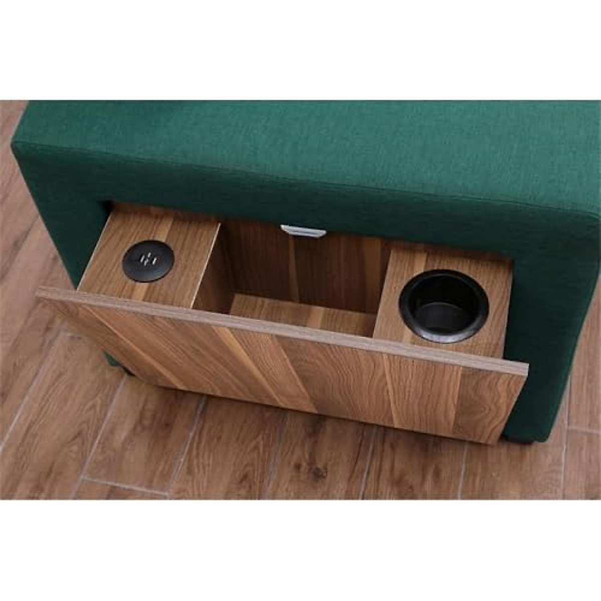 Pemberly Row Fabric Reversible Side Compartment Sleeper Sectional Sofa Bed-Green