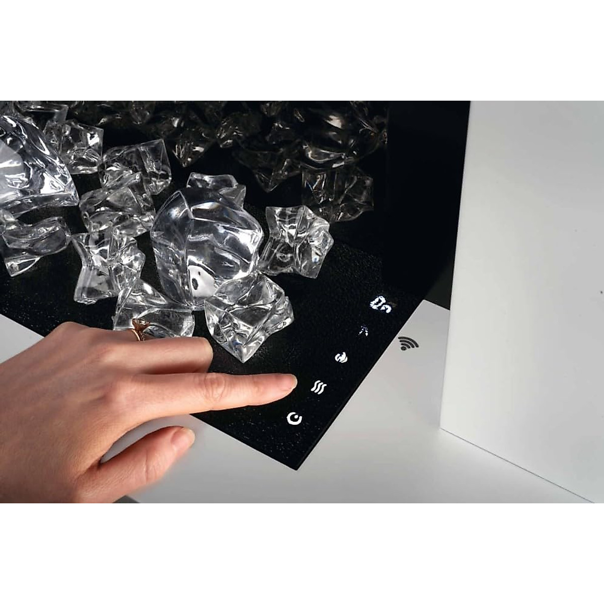 Napoleon Stylus Cara Series 32 Electric White Fireplace - Wall Mount Shelf Style - Home WiFi App Compatible - LED Display - with Remote Control - NEFP32-5019W