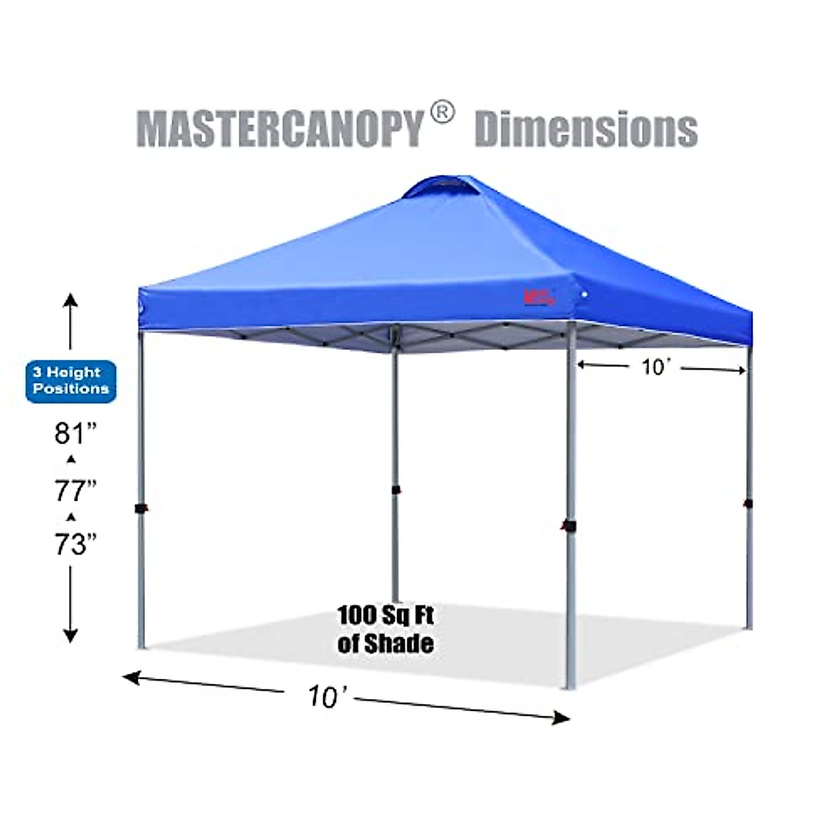 MASTERCANOPY Durable Ez Pop-up Canopy Tent with Roller Bag (10x10, Blue)