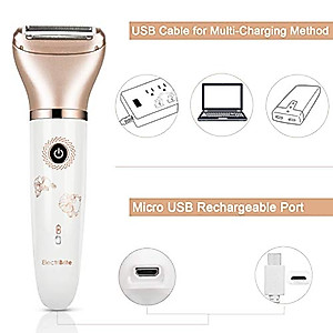Electric Razor for Women - Painless 2-in-1 Women Shaver Hair Remover for Face, Legs and Underarm, Portable Waterproof Bikini Trimmer Wet and Dry Cordless Lady Hair Removal - Micro USB Recharge