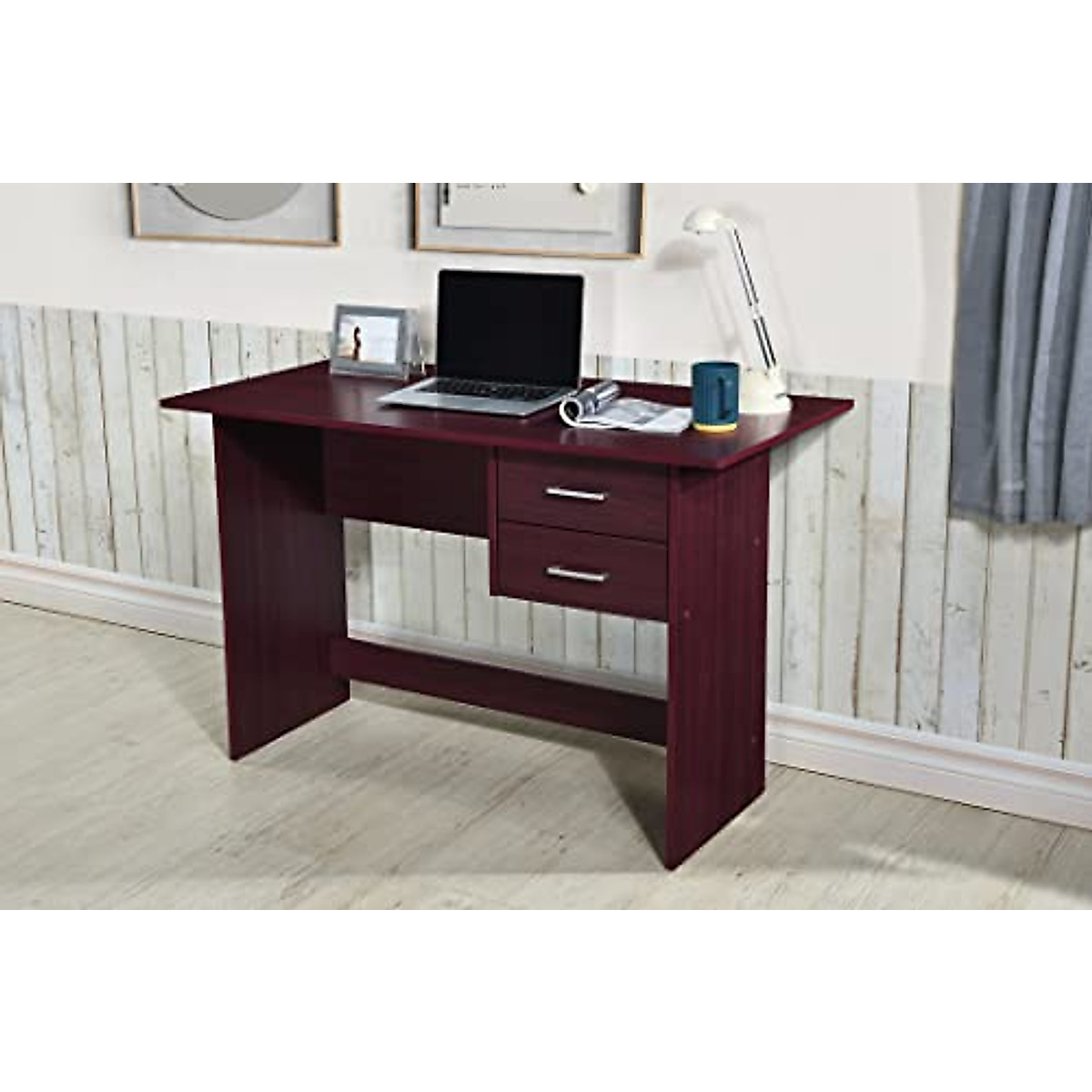 Hodedah Writing 2-Drawers in Mahogany Desk