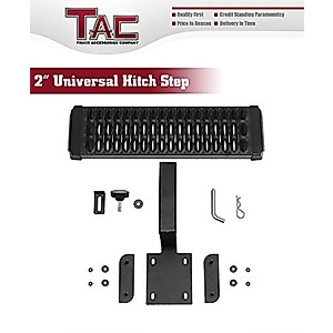 TAC Hitch Step Compatible with 2" Rear Hitch Receiver 7.3" Width with 6" Drop SUV Pickup Truck Van Bumper Protector Universal Aluminum Black (Hitch Pin and Clip Included)