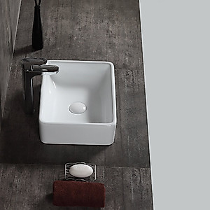 AWESON 16"X12" Rectangular Ceramic Vessel Sink, Vanity Sink, Above Counter White Countertop Sink, Art Basin Wash Basin for Lavatory Vanity Cabinet