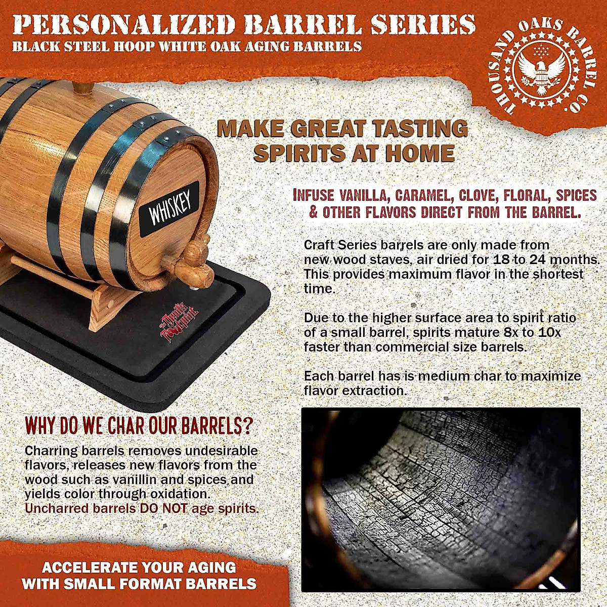 Personalized 20 Liter Oak Aging Barrel (5 gallon) with Stand, Bung and Spigot | Age Cocktails, Bourbon, Rum, Tequila, Beer, Wine and More! | Laser Engraved P5 Custom Whiskey Barrel Design