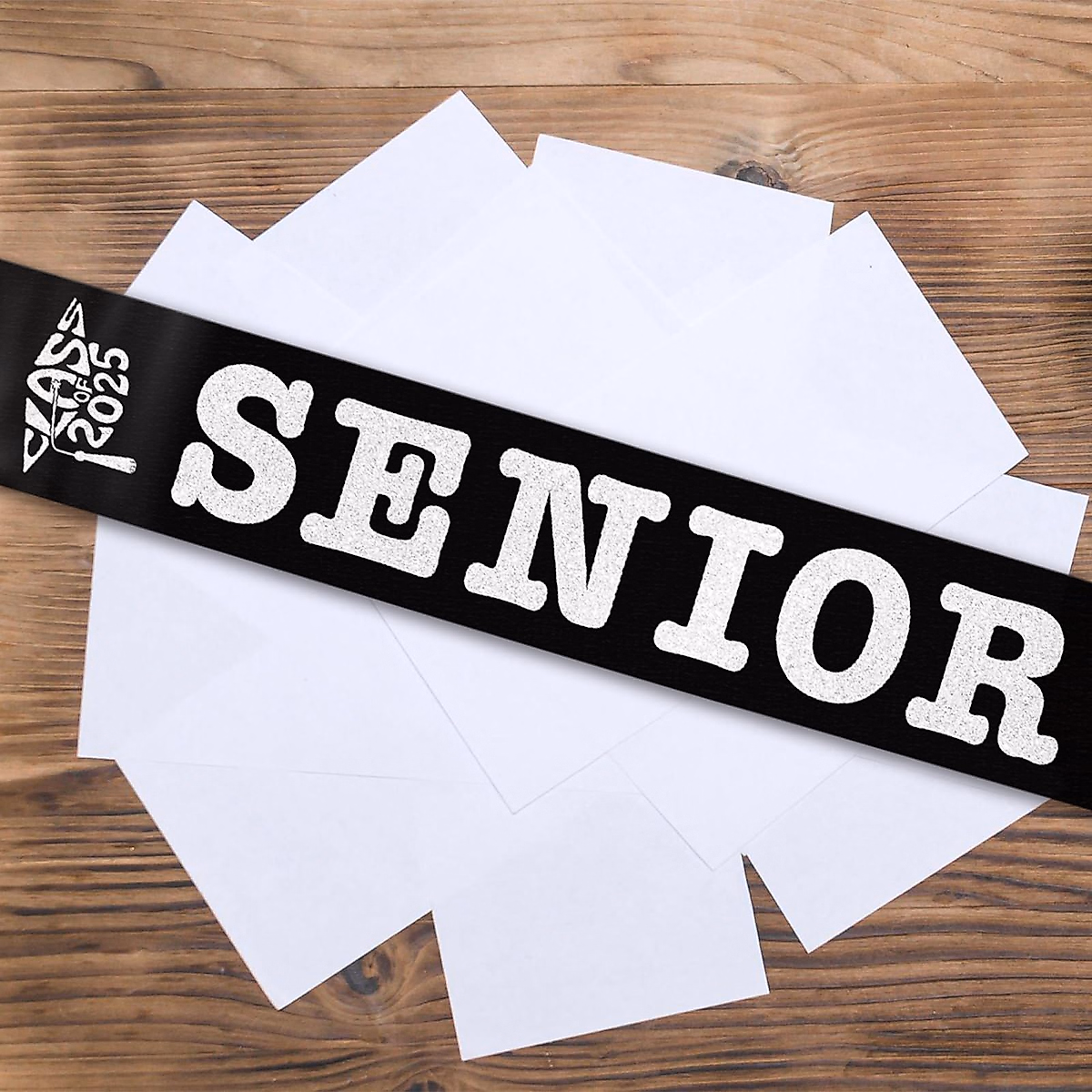 SKJIAYEE 18 Pack Class of 2025 Senior Sashes, Black Satin Finally Graduated Sash with Silver Printing Letters Cheerleader Senior Sash for Class of 2025 Graduation Party Celebrations Supplies