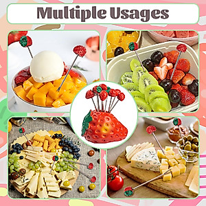 Set of 10 Strawberry Stainless Steel Fruit forks and 1 Strawberry Holder, Fruit Forks Dessert Forks Salad Forks Food Picks