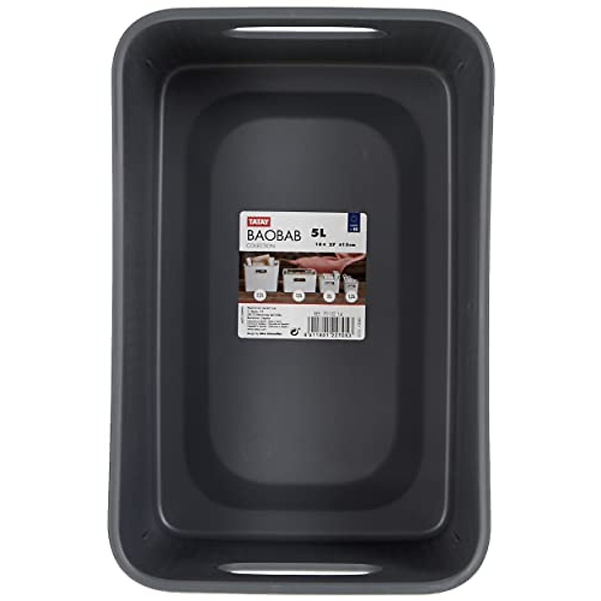 TATAY Baobab Multi-purpose Storage Basket Medium with Capacity for 5 Litres, Grey Anthracite, 18.1 x 27.2 x 13