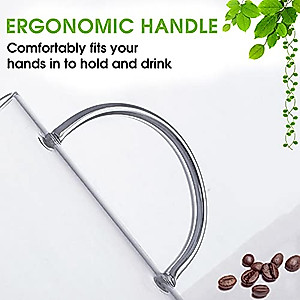 Glass Coffee Mugs Set of 6, Aoeoe 15 oz Large Coffee Mug, Wide Mouth Glass Mugs, Mocha Hot Beverage Mugs, Clear Espresso Cups with Handle, Glass Cup for Hot or Cold Latte, Cappuccino, Tea, Juice, Beer