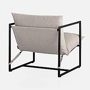 ZINUS Aidan Sling Accent Chair / Metal Framed Armchair with Shredded Foam Cushioning, Oatmeal