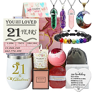 Carselage 21st Birthday Gifts for Her, Unique 21 Years Old Crystal Gifts Basket Decorations for Women, Friends, Younger Sister, Daughters, BFF, Granddaughters
