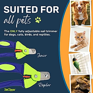 Zen Clipper Precise Safer Pet Nail Trimmer - Fully Adjustable Pet Nail Clipper for Dogs and Cats - Clips only The Amount of Nail You Chose Quick, Clean and Quiet Cut - Patented (Junior)