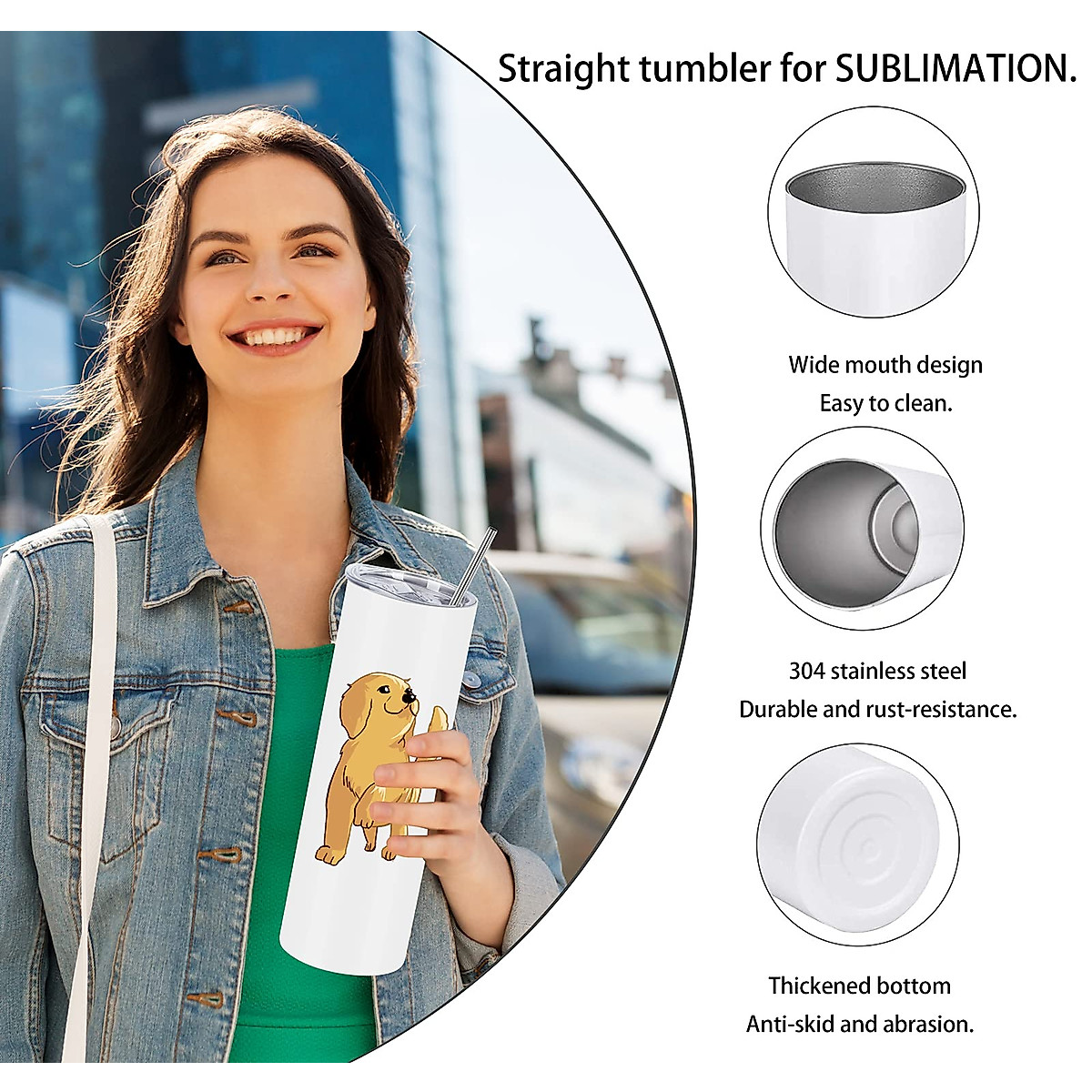 30 Oz Straight Sublimation Tumbler Blank Set, 4 Pack Stainless Steel Skinny Tumbler for Sublimation with Shrink Wrap, Insulated Skinny Slim Water Tumbler for Diy, White