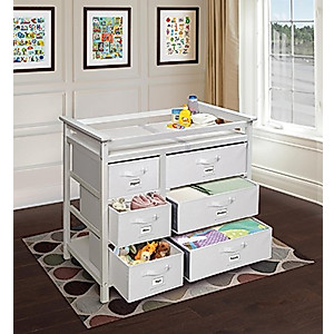 Modern Baby Changing Table with 6 Storage Baskets and Pad