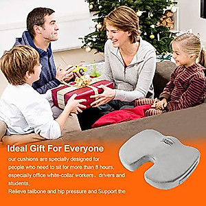 Yimiyaa Seat Cushion Non-Slip Memory Foam Coccyx Protect Cushion for Office Chair Car Seat Cushion,Tailbone Pain Sciatica Back Pain Relief (Gray)