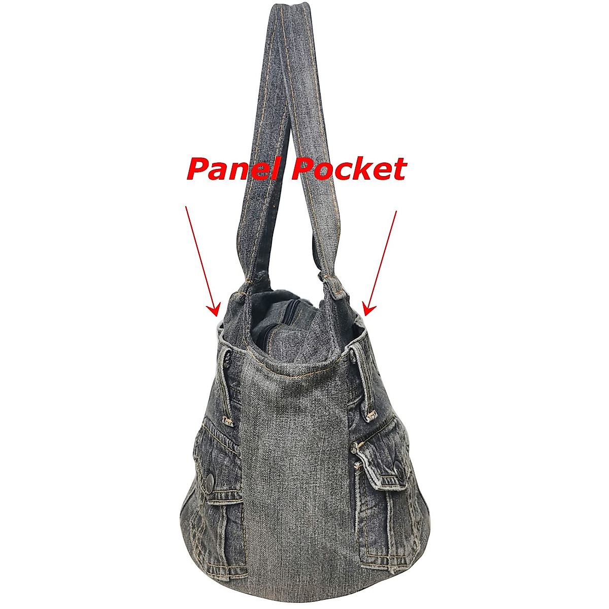 BDJ Upcycling Blue Denim Jean Round Shape Top-Handle Bucket Handbag for women (Round 5)