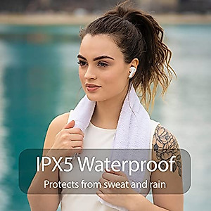 MQES Active Noise Cancelling Wireless Earbuds,in-Ear Headphones Bluetooth 5.2, Built-in 4mics Earphones,Touch Control, ANC and ENC, IPX5 Waterproof, 30H Playtime, for iPhone & Android White MQ-01B