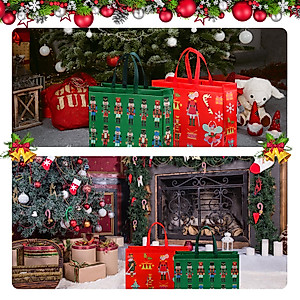 Sweetude 6 Pcs Christmas Large Nutcracker Gift Bags with Handle 16inch Birthday Gift Tote Bag Christmas Goodie Candy Treat Wrapping Bag Reusable Non Woven Shopping Bag for Xmas Party Favor