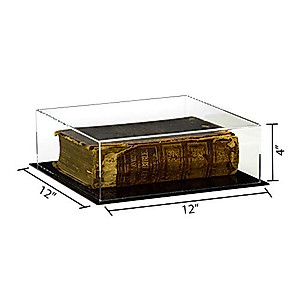 Better Display Cases Versatile Acrylic Clear Display Case - Medium Rectangle Box with Black Base 12" x 12" x 4" (A030B-BDS)