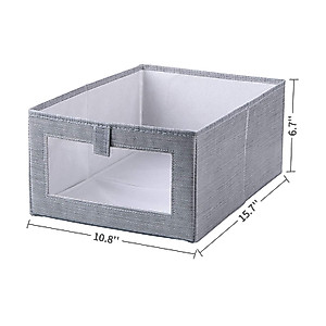FITY Foldable fabric storage box,storing clothes,toys,books,office supplies,with transparent window,suitable for children's room,bedroom,closets,office storage cabinets,4 PCS (light gray) (Large)
