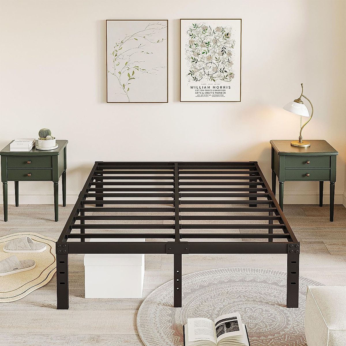 Bednowitz King Metal Platform Bed Frame, 12 Inch King-Size-Bed-Frames with Heavy Duty Steel Slats, Noise Free Mattress Foundation No Box Spring Needed, Easy Assembly, Black